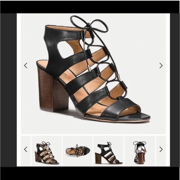 Coach | Shoes | Coach Larissa Chunky Block Heels Black Leather Womens ...